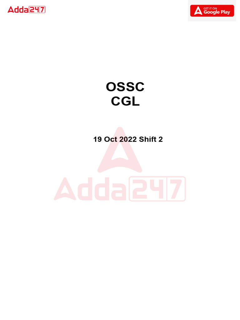 OSSC CGL 2022 Shift 2 Question Paper | PDF