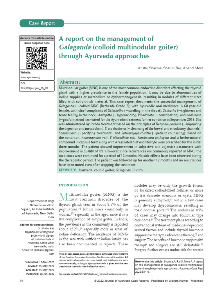 A Report on the Management of Galaganda Colloid.6 | PDF | Thyroid ...