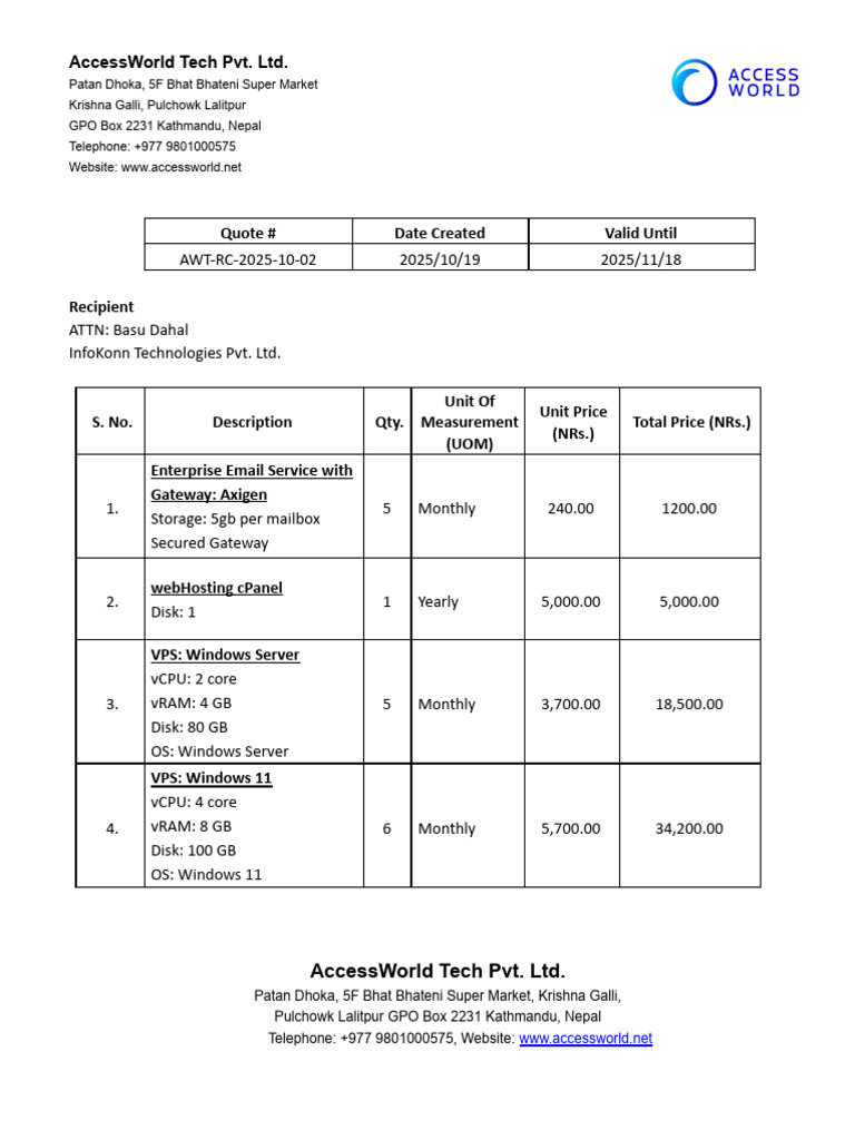 Infokonn Technologies - AWT Quotation.docx | PDF | Computing | Computer ...