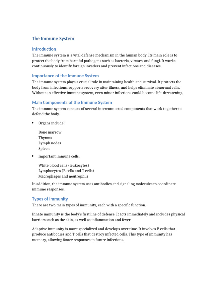 Understanding the Immune System Basics | PDF | Immune System | White ...