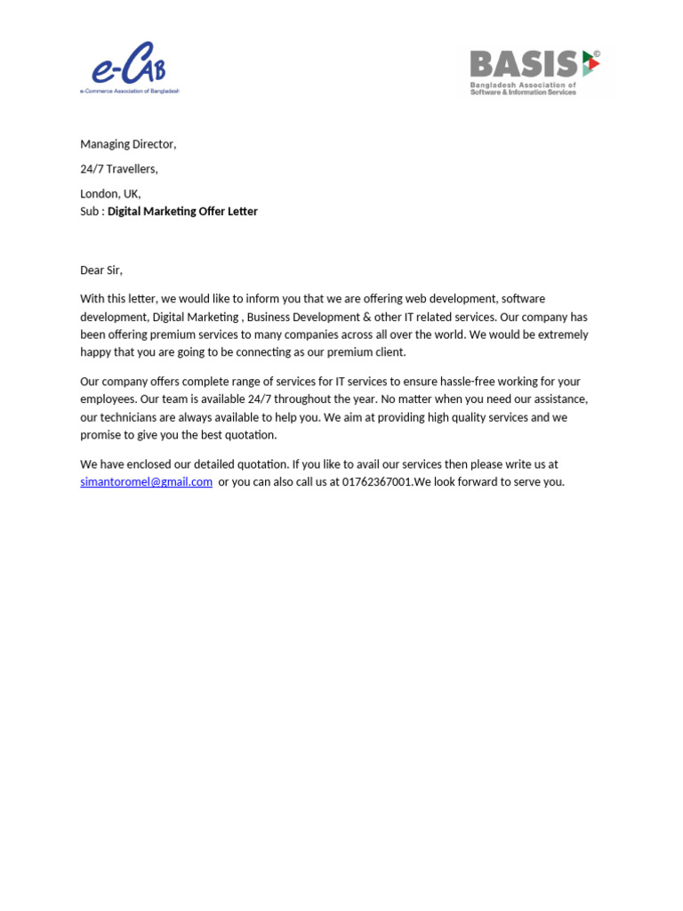 Business Offer Letter2 | PDF