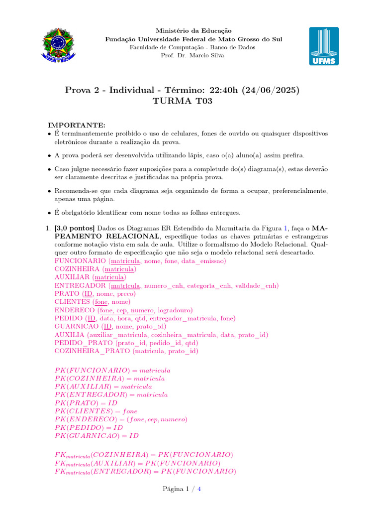 GABARITO - Prova_2___BD___2025_1 | PDF | Modelo relacional | Software ...