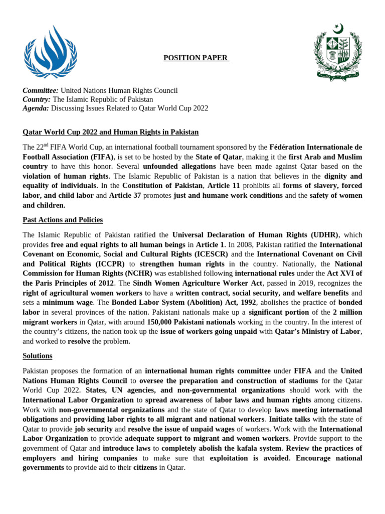 Position Paper Sample | PDF | Human Rights | Justice