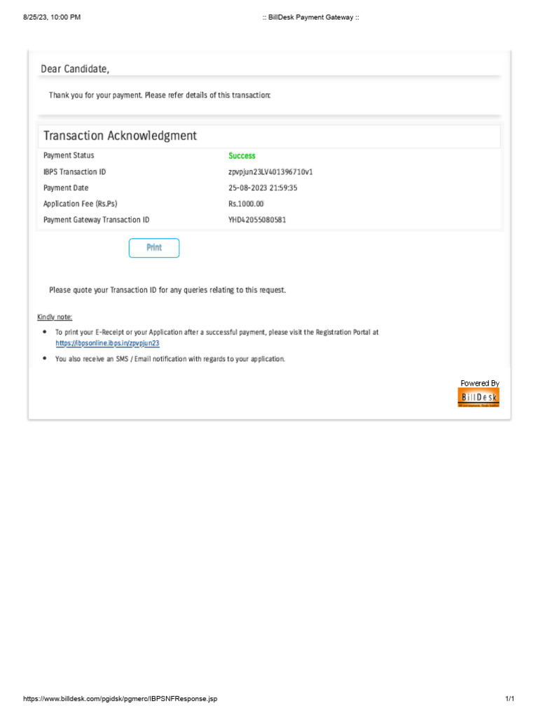 BillDesk Payment Gateway - RUSHI | PDF