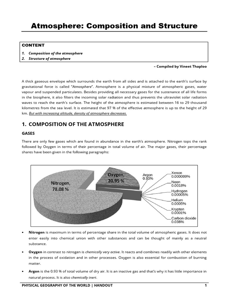 Atmosphere - Composition and Structure | PDF | Atmosphere Of Earth ...