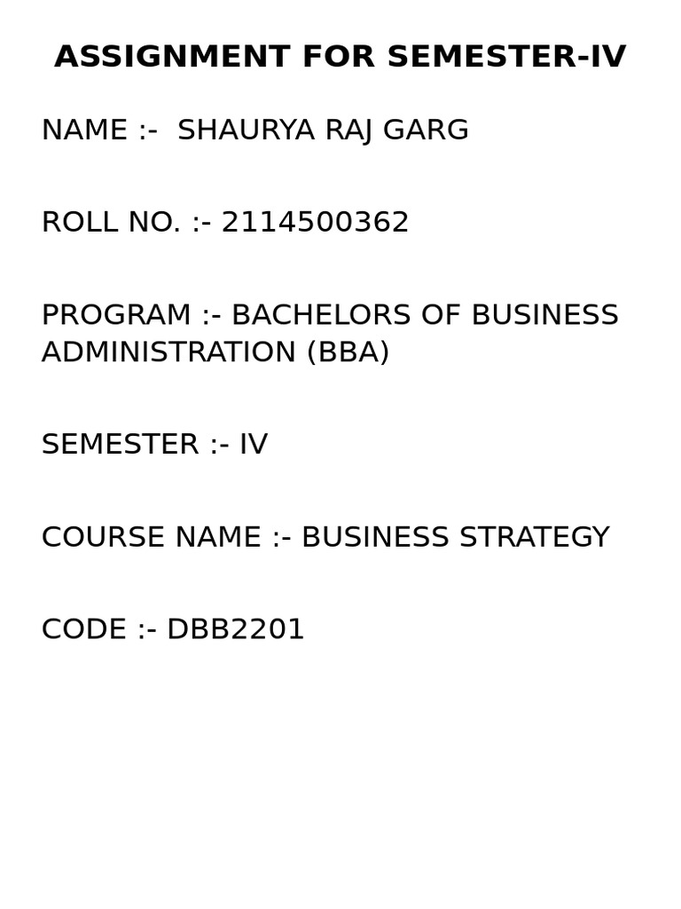 Assignment Dbb2201 Business Strategy | PDF | Policy | Cognitive Science
