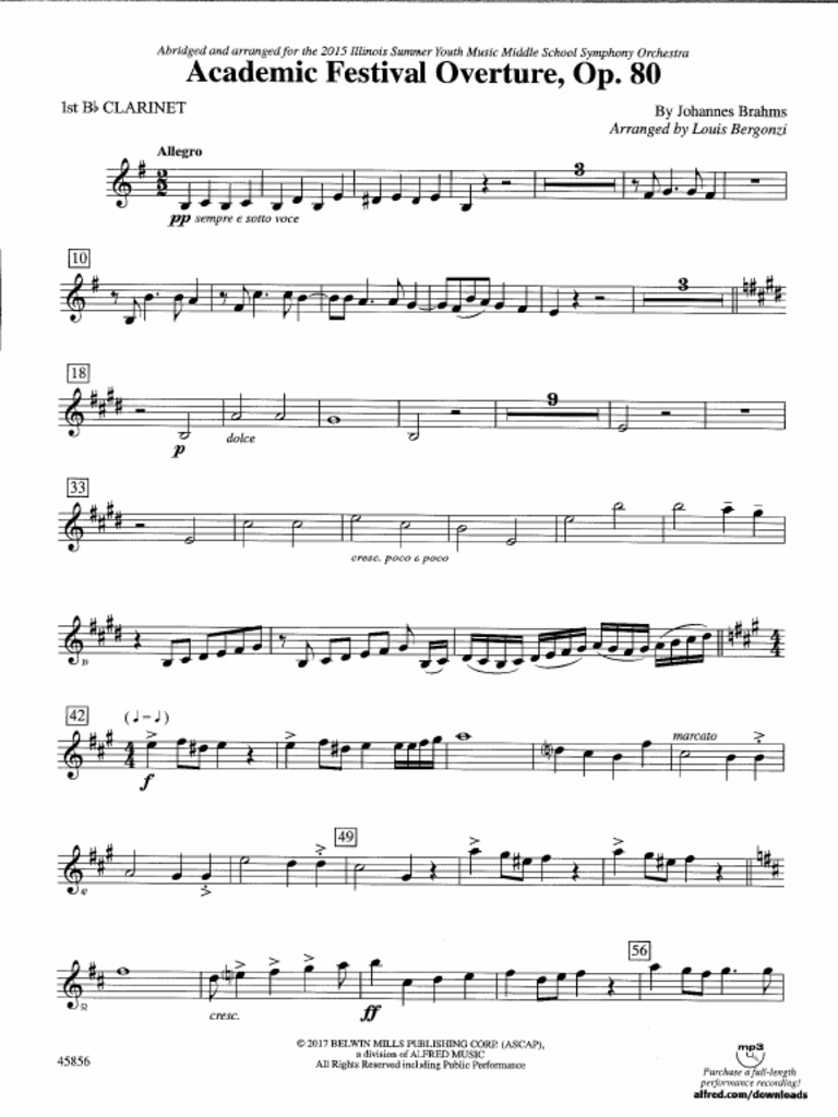 Brahms - Academic Festival Overture 07 Clarinet 1 | PDF