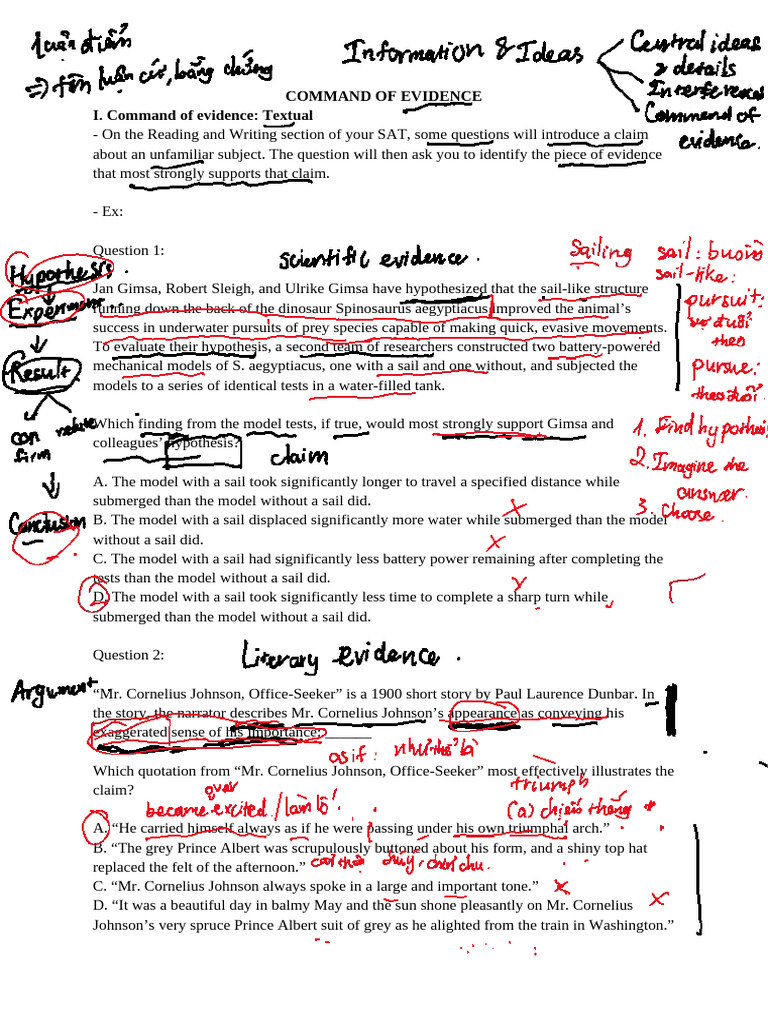 Mastering SAT Evidence Questions | PDF | Hypothesis | Evidence