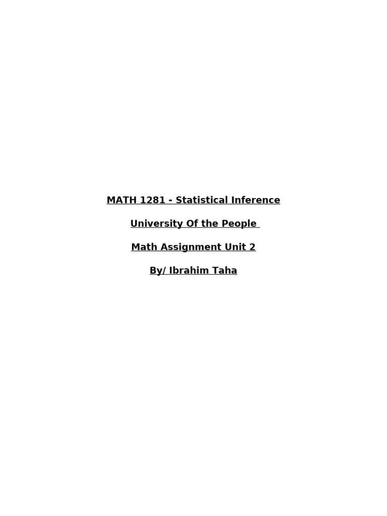 MATH 1281-Assignment Unit 2 | PDF | Statistical Inference | Research ...