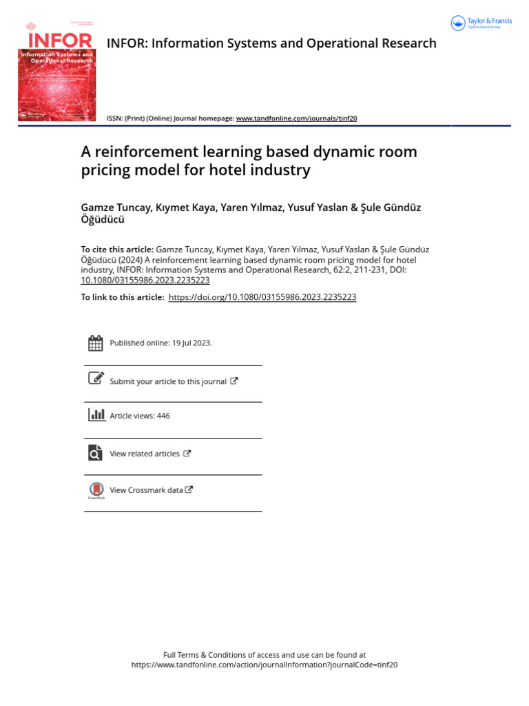 A Reinforcement Learning Based Dynamic Room Pricing Model For Hotel ...