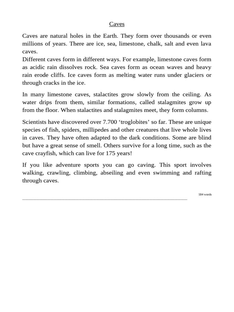 Exploring Types and Features of Caves | PDF