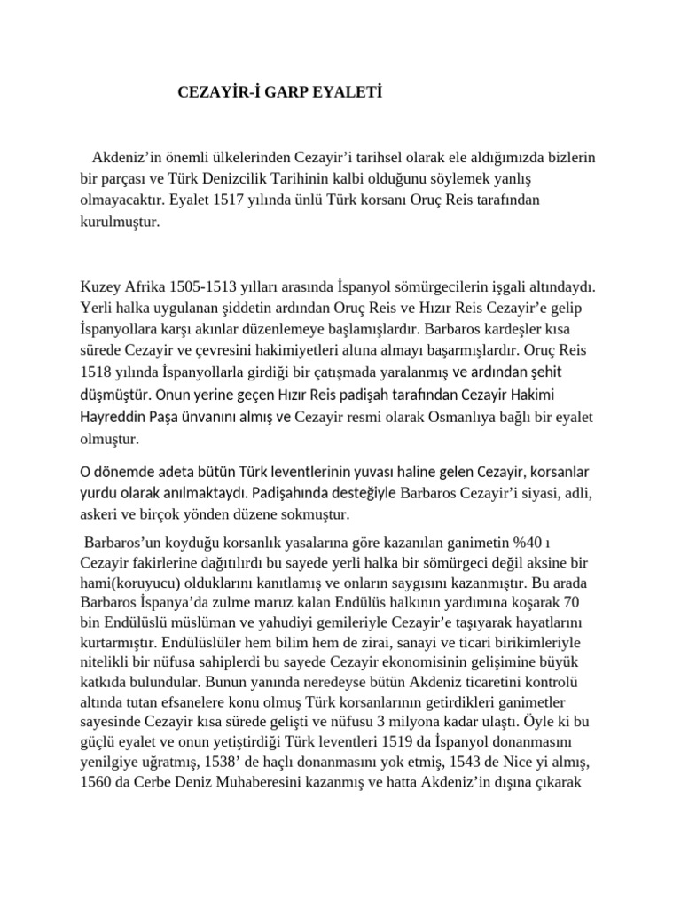 Cezayi̇r-i̇ Garp Eyaleti̇_ahmetcan Çalıkoğlu_05.09.2020 | PDF