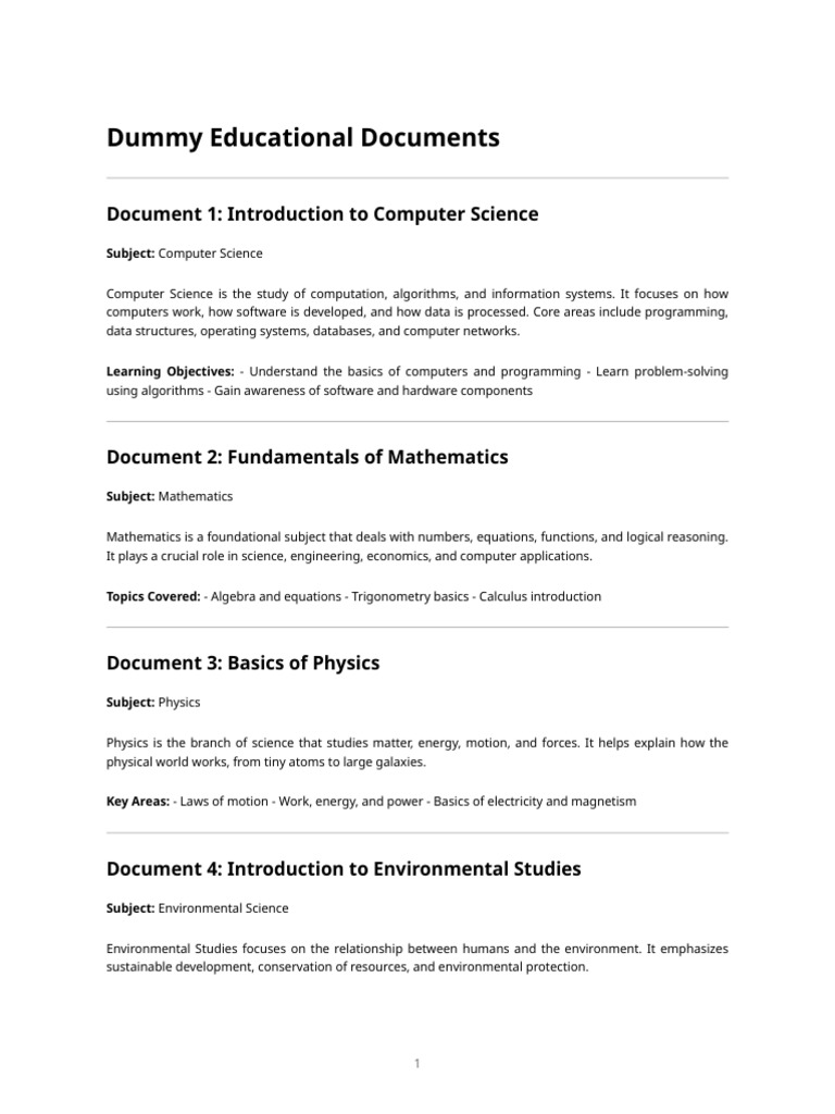 Dummy Educational Document Overview | PDF
