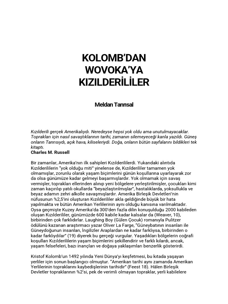 Kolomb’Dan Wovoka’Ya Kizilderi̇li̇ler _021114 | PDF