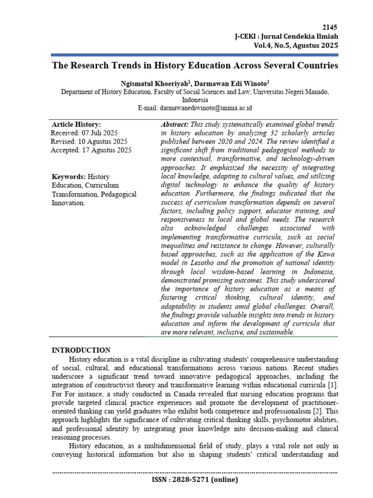 The Research Trends in History Education | PDF | Curriculum | Pedagogy