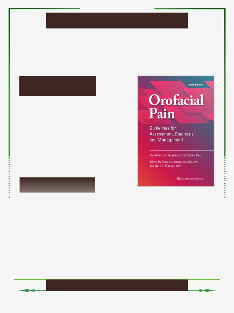 Orofacial Pain Guidelines for Assessment Diagnosis and Management Reny ...