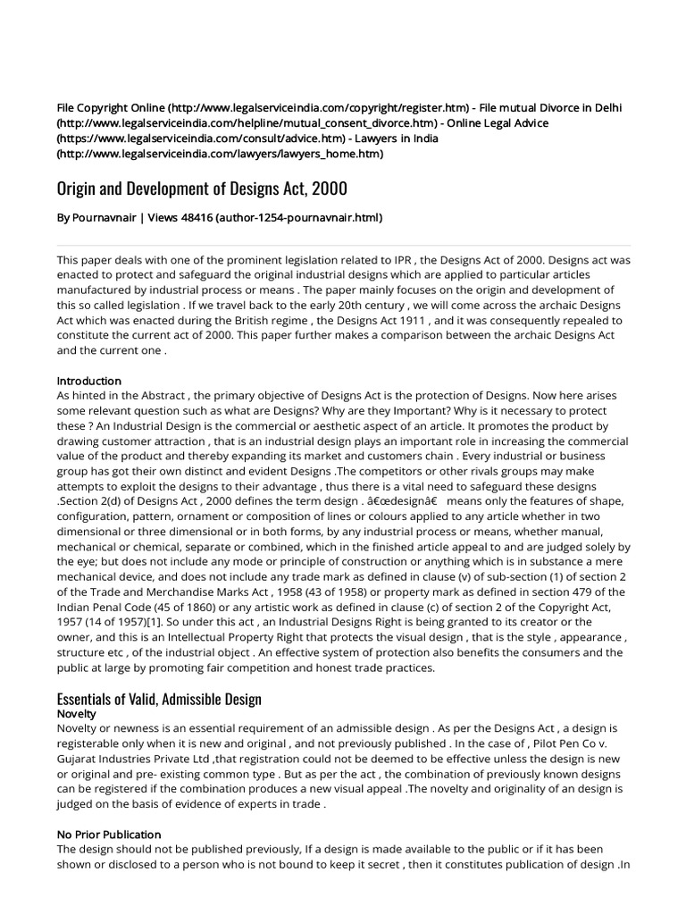 Origin of India's Designs Act 2000 | PDF | Trademark | World ...