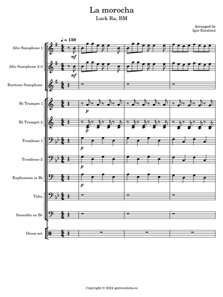 La Morocha Arrangement for Band | PDF | Musical Instruments | Music ...
