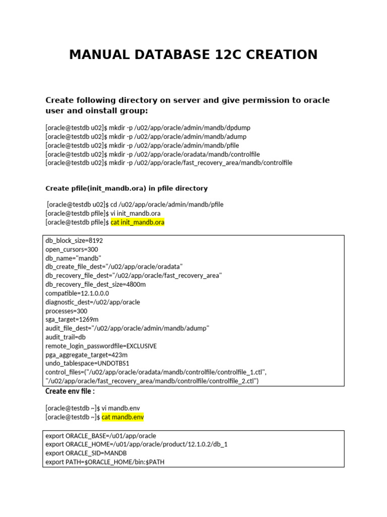 Create Oracle Database 12c MANDB | PDF | Port (Computer Networking ...