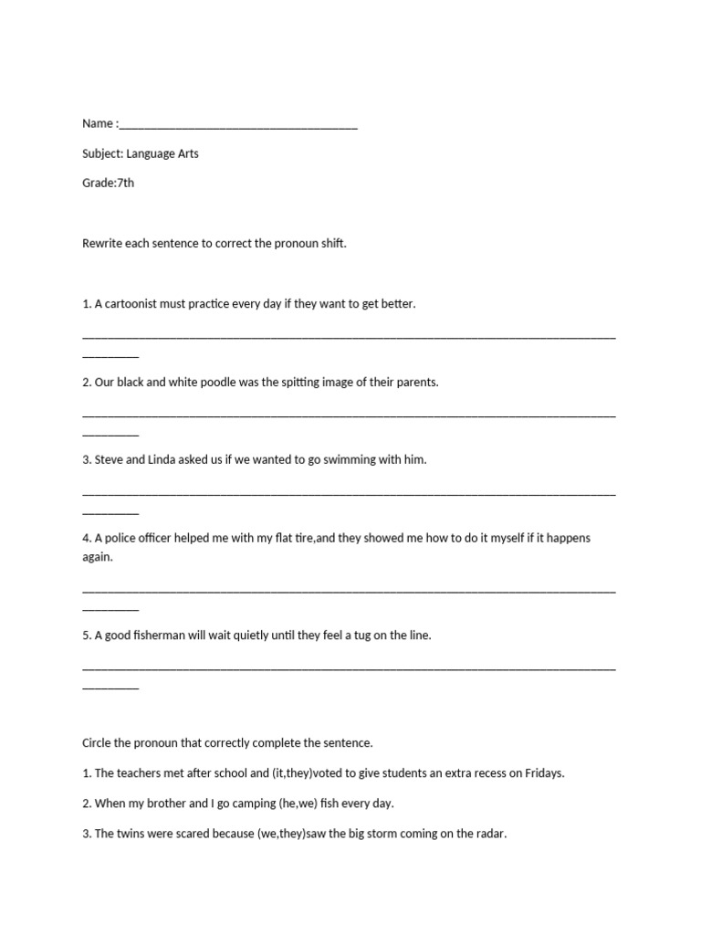 Language Arts 7th Grade December 2025 | PDF