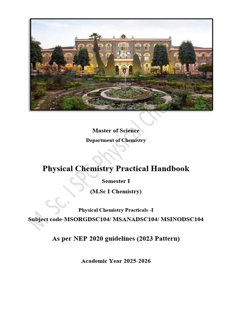 Physical Chemistry Practical Handbook | PDF | Chemical Bond | Acid