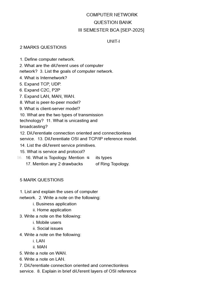Computer Network-Qbank Sep 2025 | PDF | Internet Protocols | Internet ...