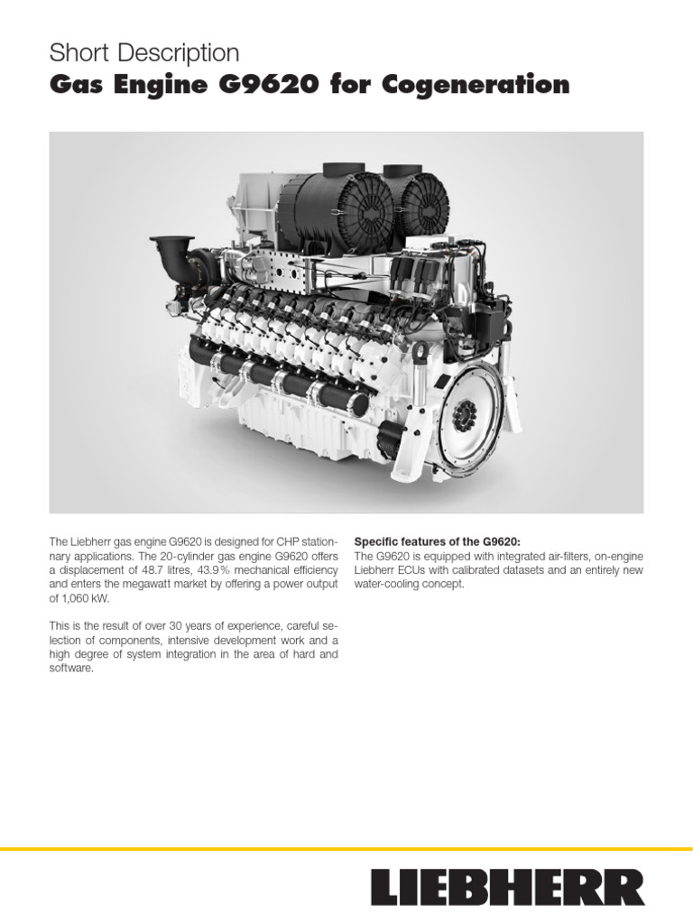 Liebherr G9620 Gas Engine Overview | PDF | Engines | Cogeneration