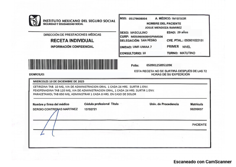 Receta Josue Mendoza | PDF | Farmacología | Farmacia