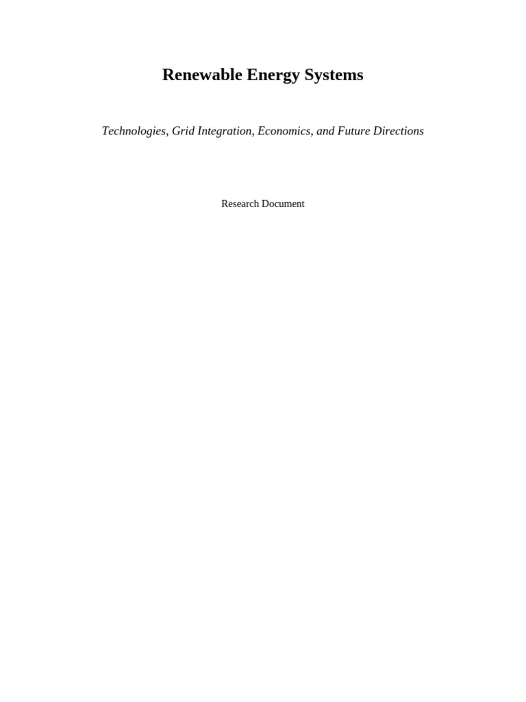 Research Document 1 Renewable Energy Systems | PDF | Renewable Energy ...