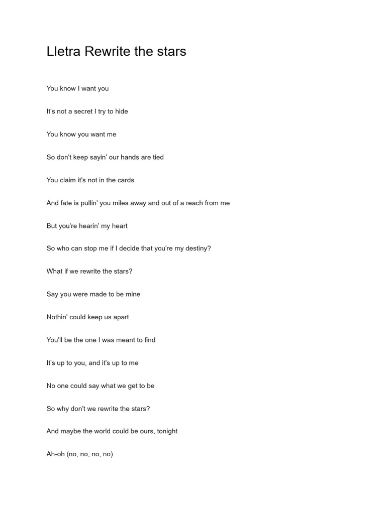 Rewrite the Stars Lyrics Analysis | PDF