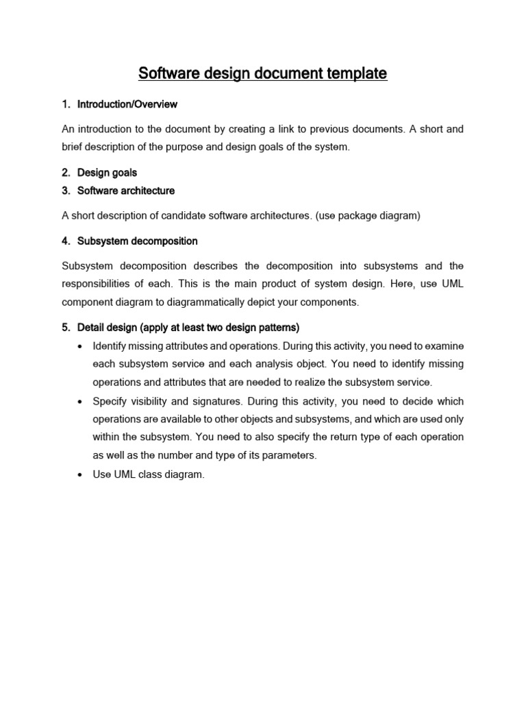 Software Design Document Template | PDF
