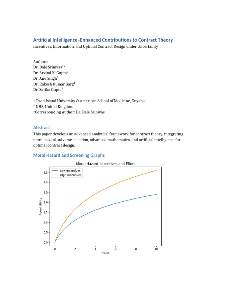 AI in Optimal Contract Theory Design | PDF | Incentive | Microeconomics