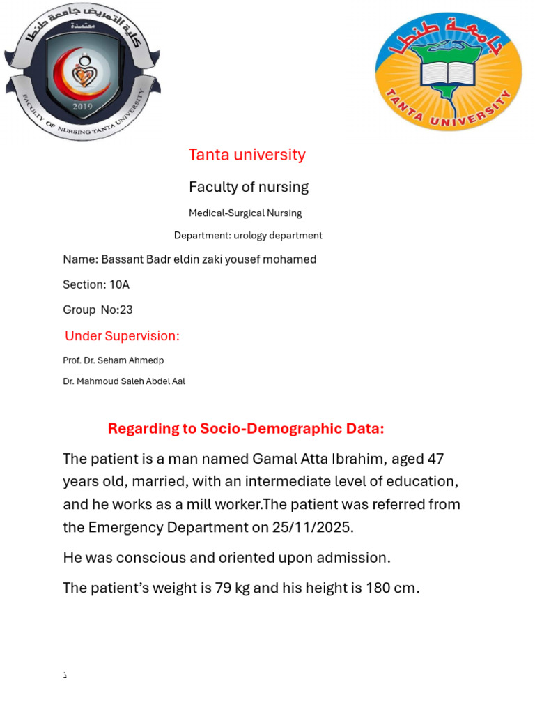 Case Study of Urology Department | PDF | Kidney | Medical Specialties