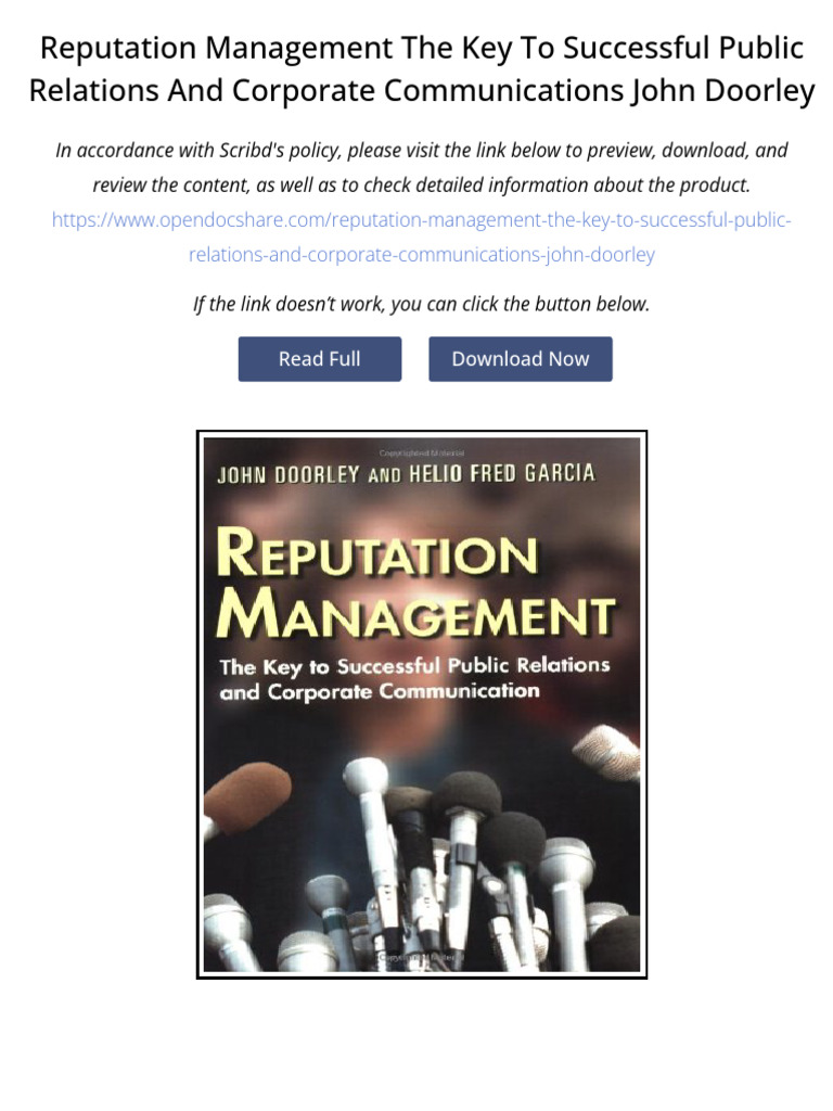 Reputation Management The Key to Successful Public Relations and ...