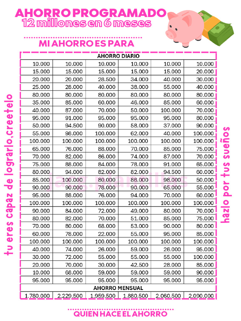 Ahorro Programado: 12 Millones en 6 Meses | PDF