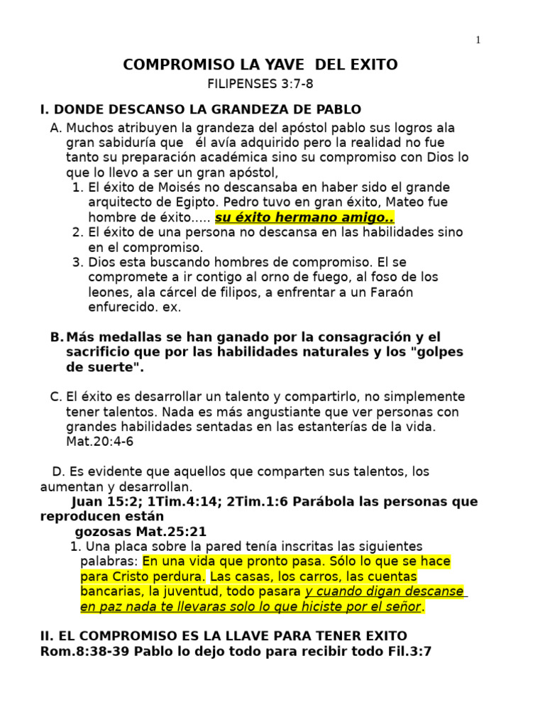 Compromiso La Yave Del Exito#1. | PDF | Pablo el apóstol