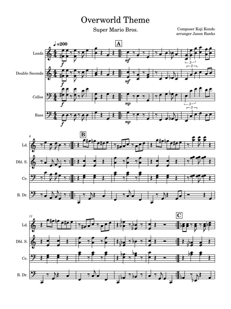 Super Mario Bros. Overworld Theme Score | PDF | Nintendo Franchises ...