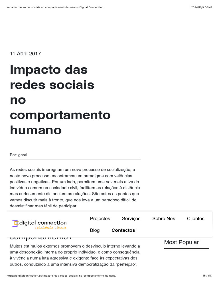 Impacto Das Redes Sociais No Comportamento Humano - Digital Connection ...