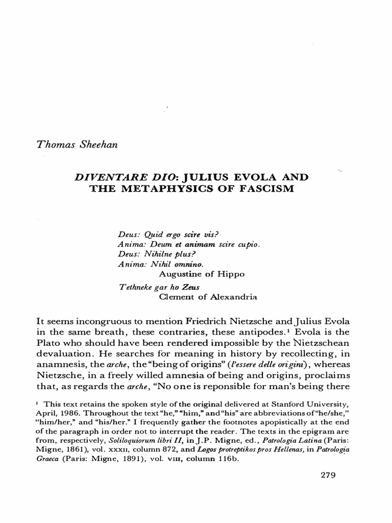 Diventare Dio - Julius Evola and the Metaphysics of Fascism by Thomas ...