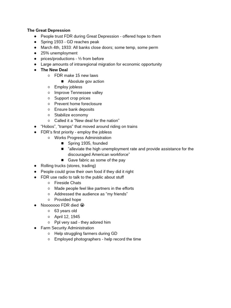 FDR's New Deal During the Great Depression | PDF