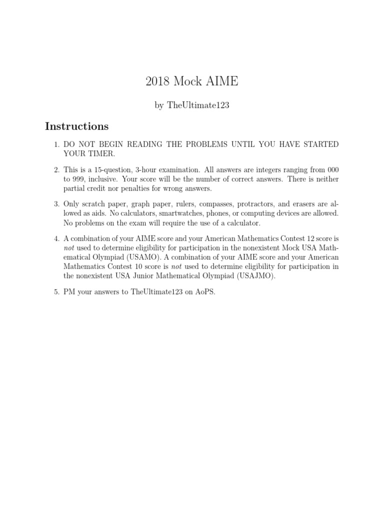 18 TheUltimate123 s AIME | PDF | Elementary Mathematics | Euclidean ...