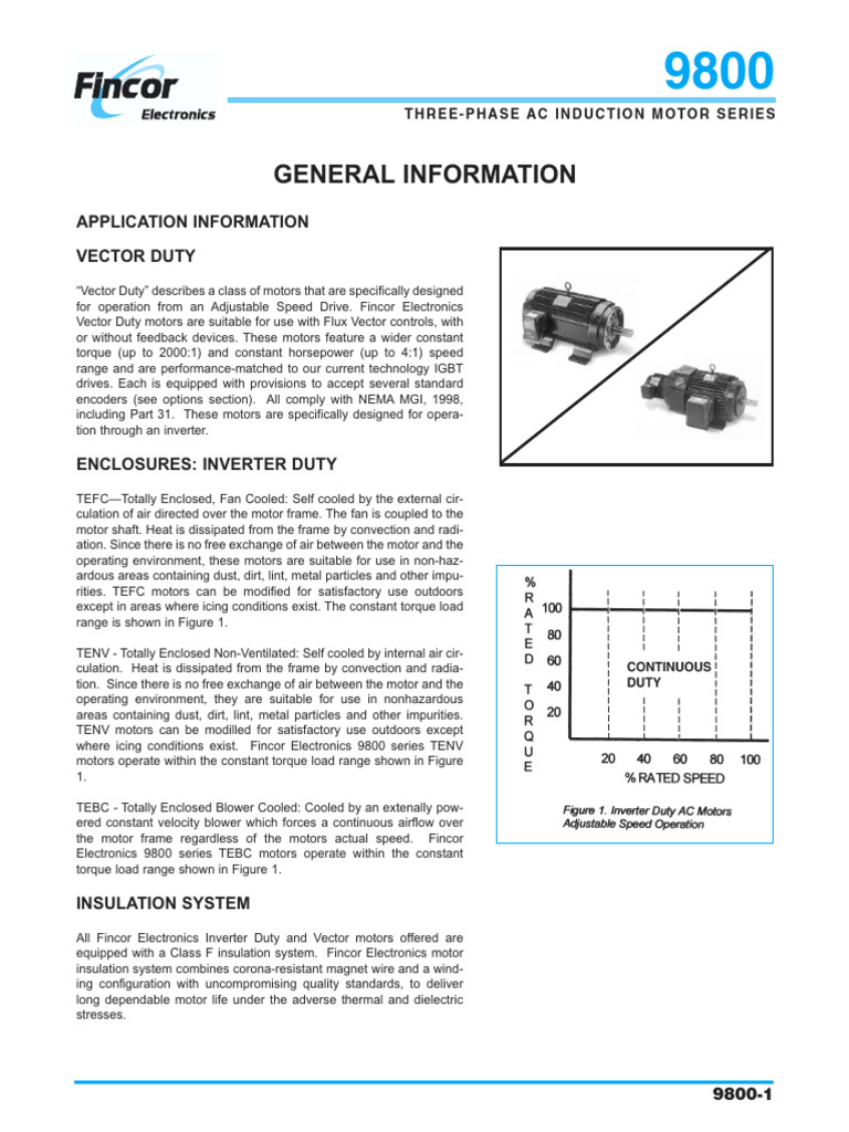 Vector Duty Motors Overview and Specs | PDF | Torque | Insulator ...