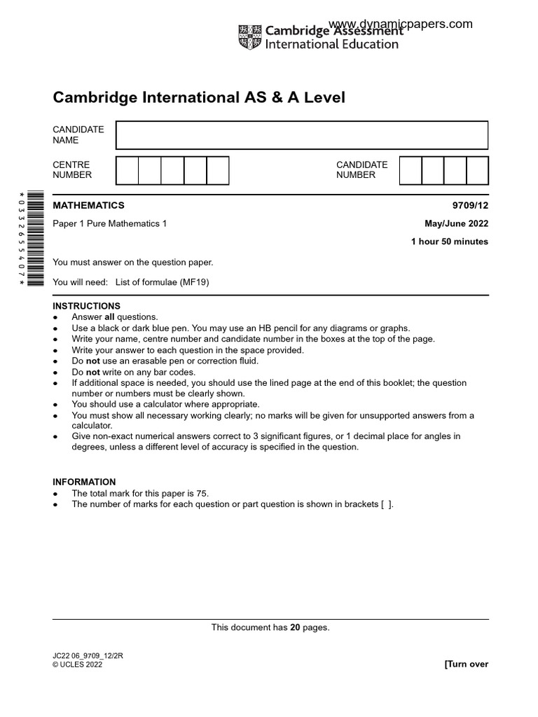 Math past paper | PDF | Circle | Angle
