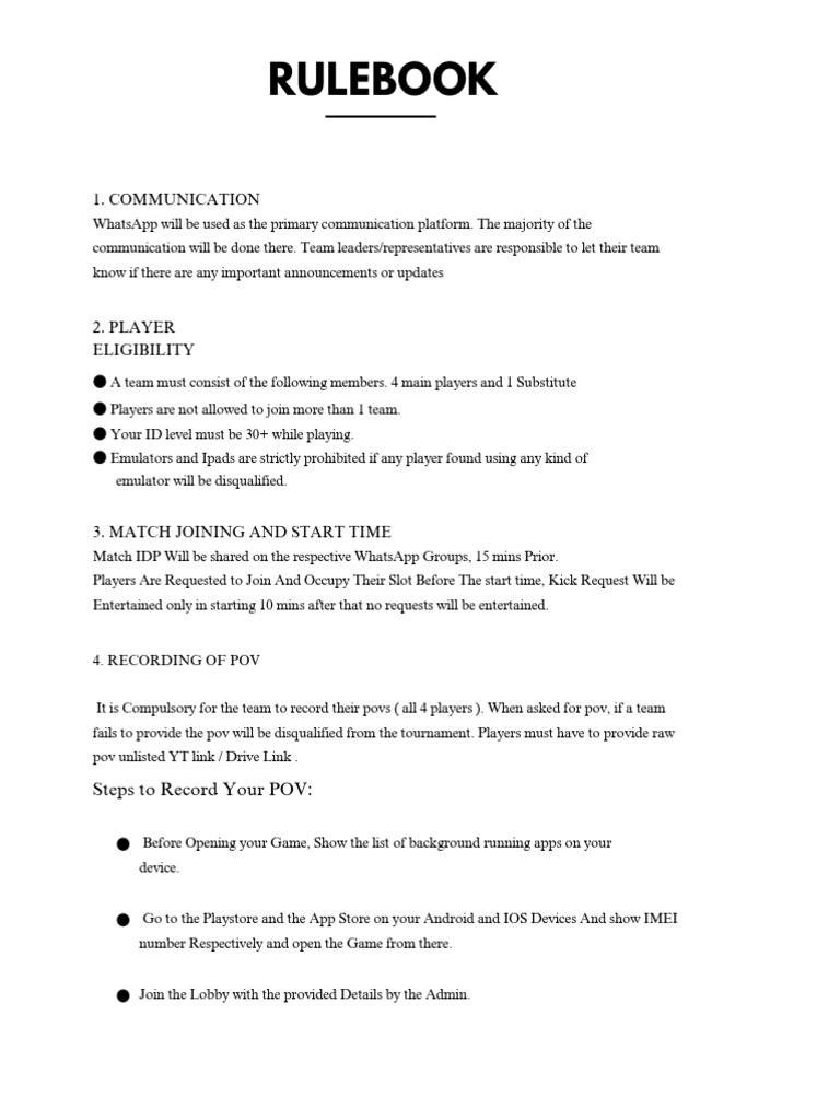 BGMI Tournament Rules and Guidelines | PDF | Mobile Computers ...