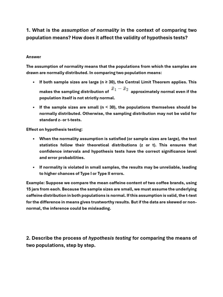 Stat II Chapter 10 Assignment | PDF | P Value | Type I And Type Ii Errors