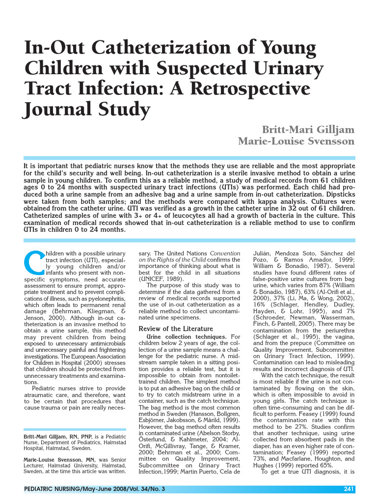 In-Out Catheterization for Pediatric UTIs | PDF | Urinary Tract ...