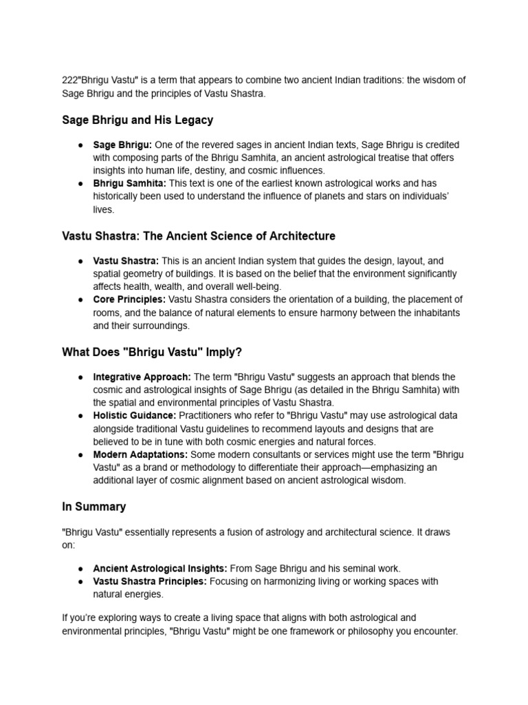 Bhrigu Vastu: Astrology Meets Architecture | PDF | Horoscope | Water