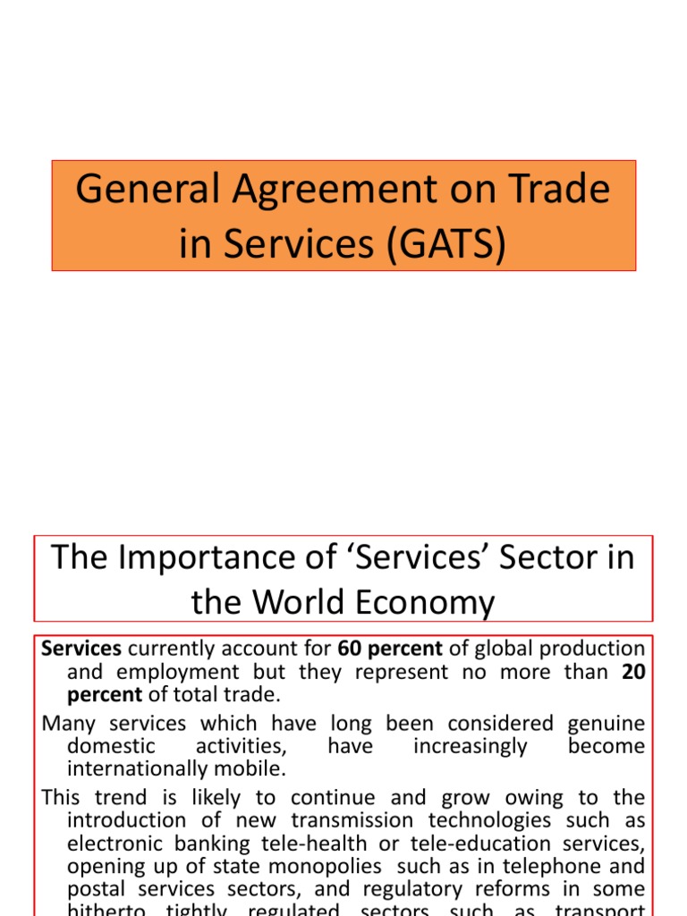 General Agreement On Trade in Services (GATS | PDF | General Agreement ...