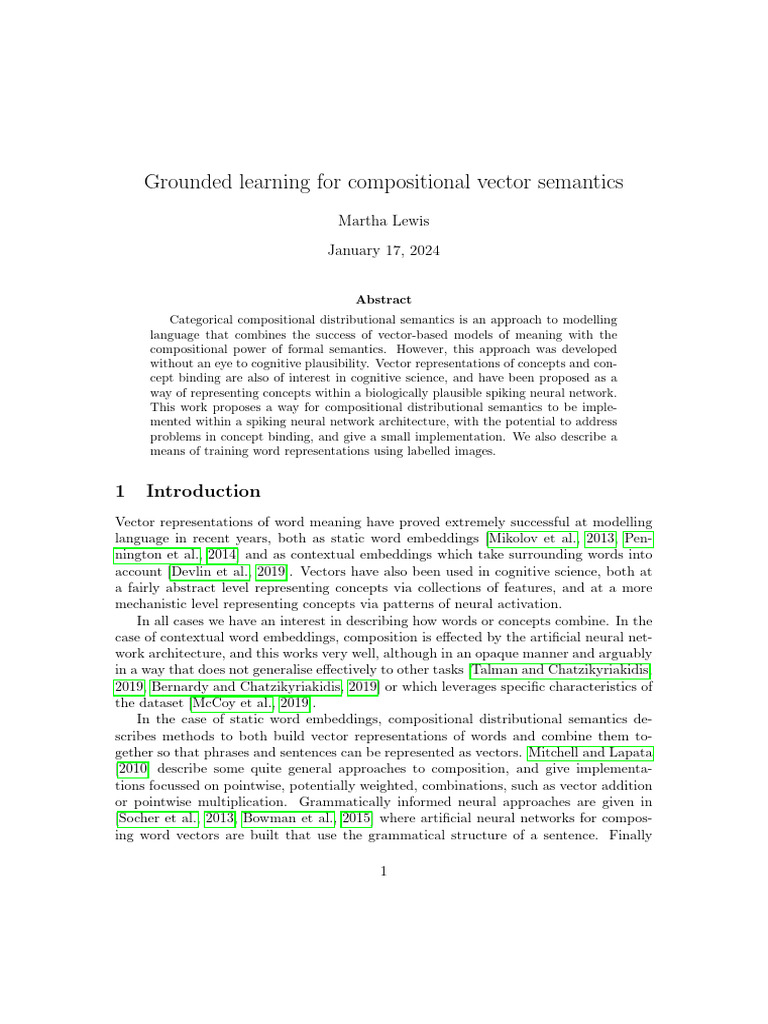 Grounded Learning For Compositional Vector Semantics | PDF | Tensor ...