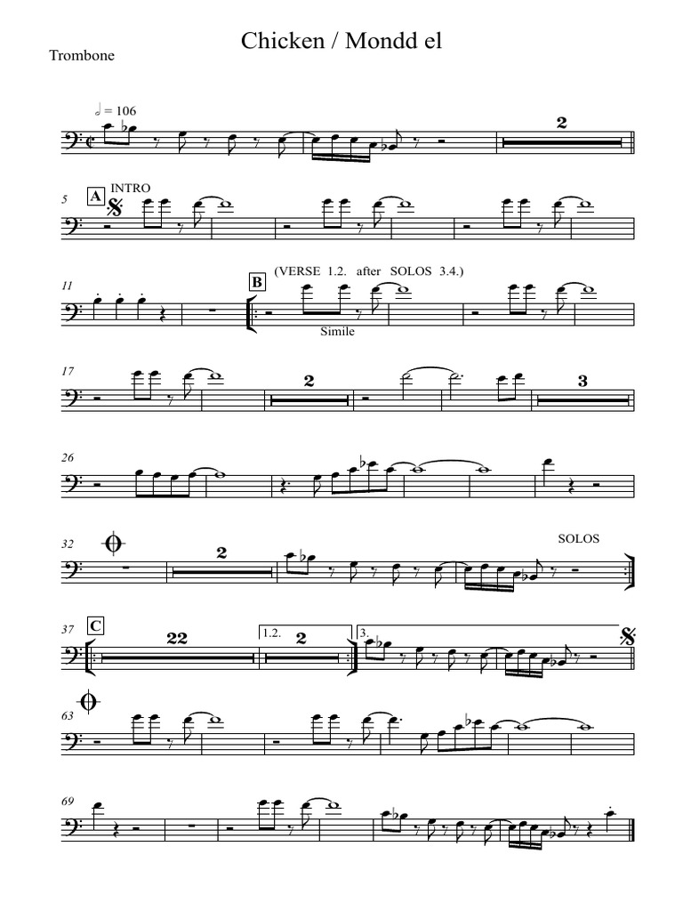 Chicken Mondd El - Trombone | PDF